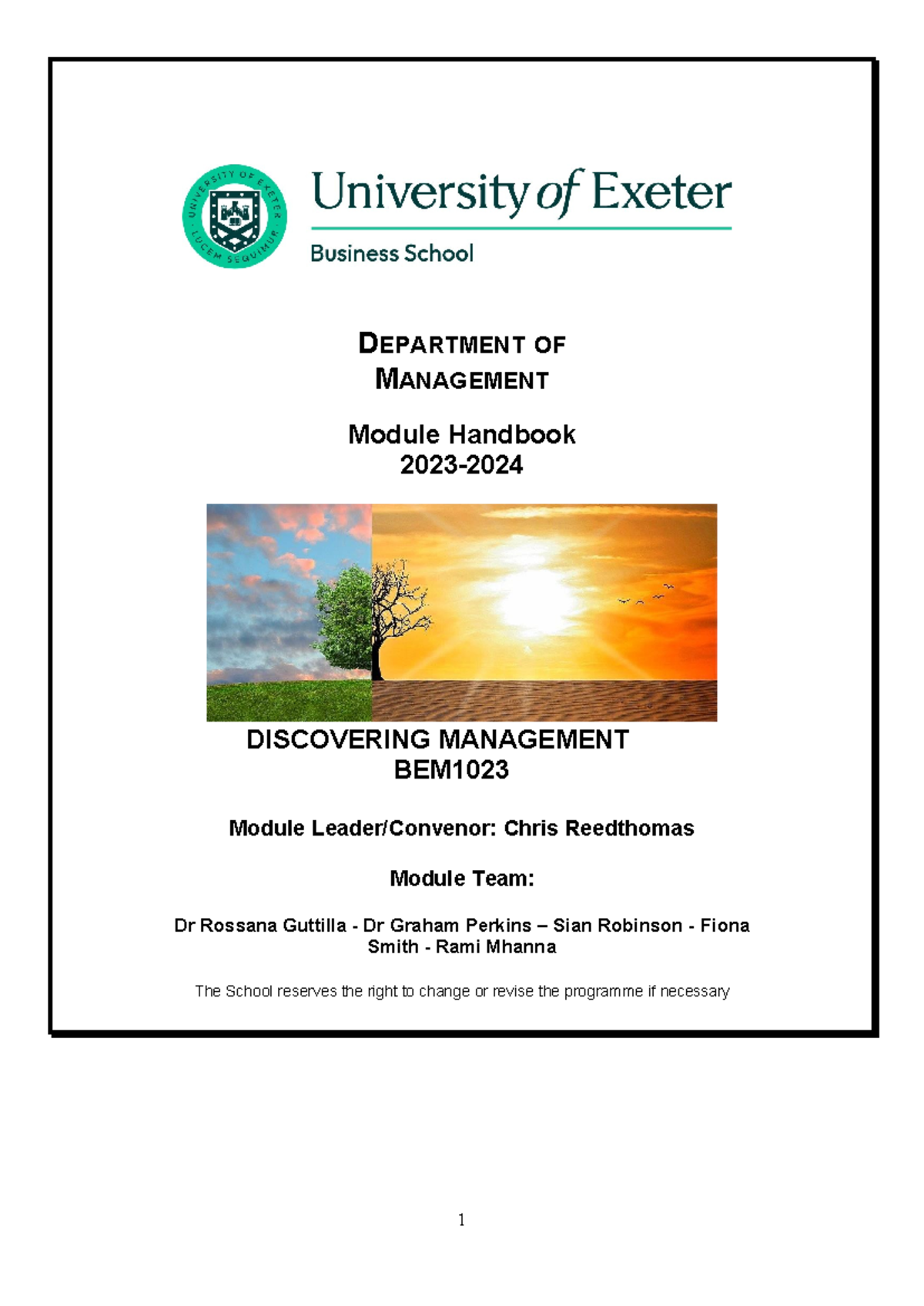 BEM1023 Module Handbook - DEPARTMENT OF MANAGEMENT Module Handbook 2023 ...