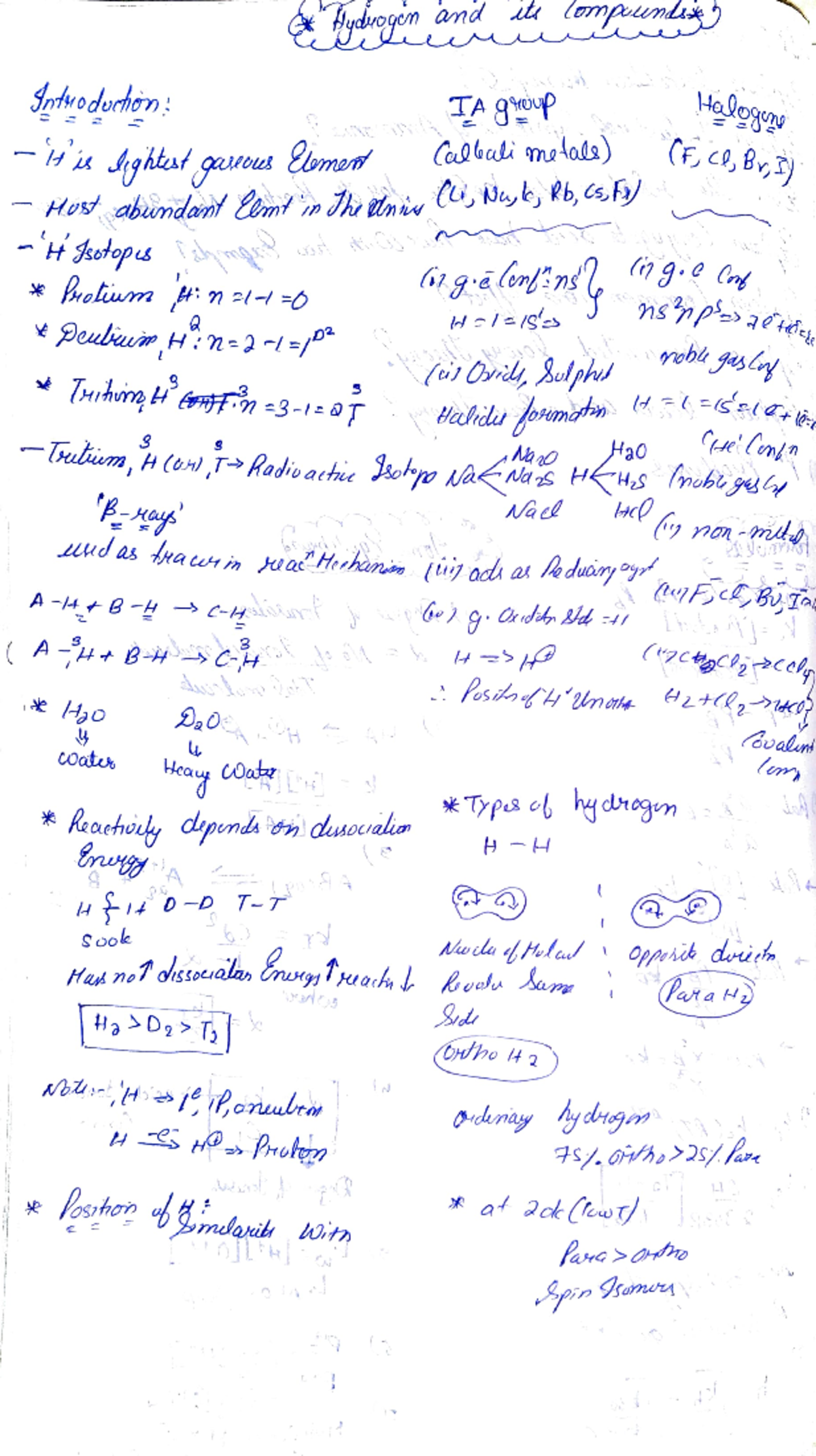 Hydrogen And Its Compounds (Complete Notes with Example and Imp ...