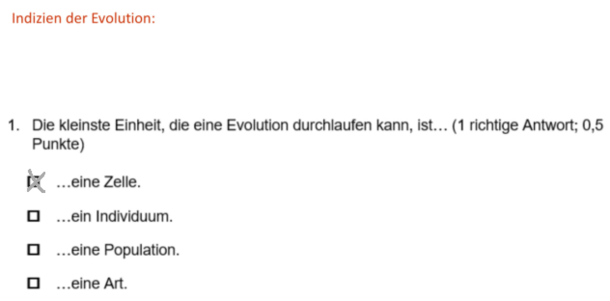 Evolution Zusammenfassung Karteikarten + Übungsfragen Sommer 23 - X 7 X ...