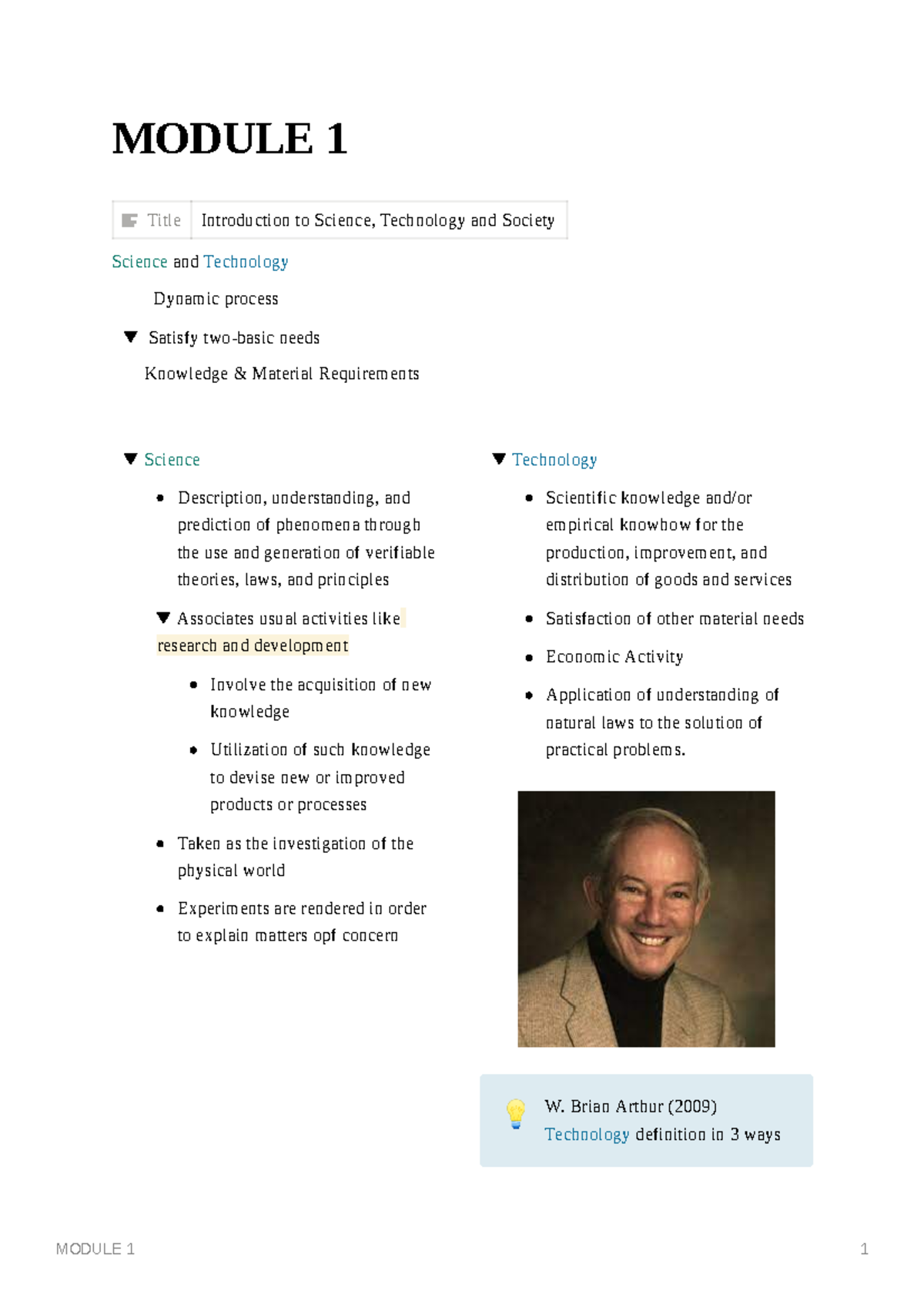 Chapter 1 Introduction to Science, Technology and Society - MODULE 1 ...