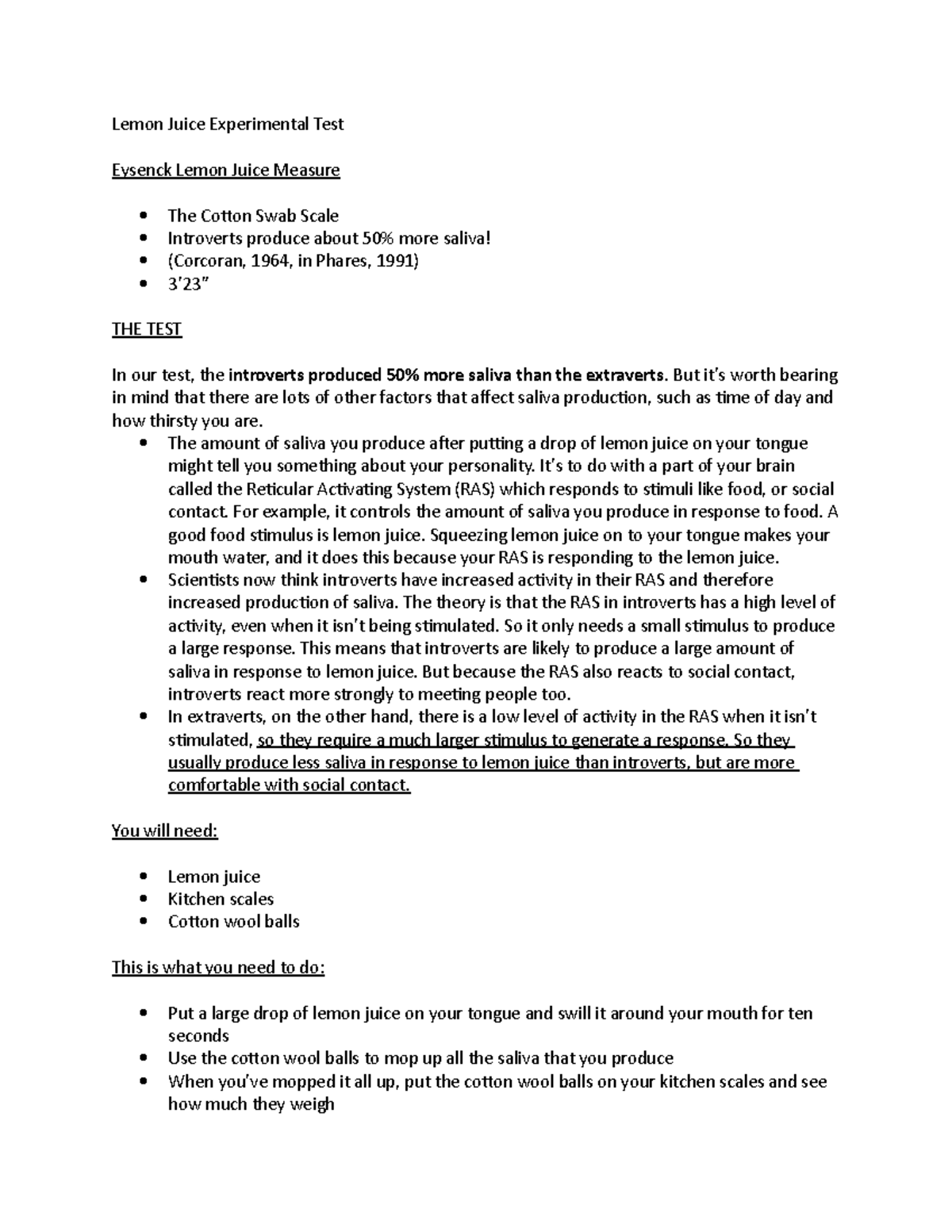 Lemon Juice Experimental Test - Lemon Juice Experimental Test Eysenck ...