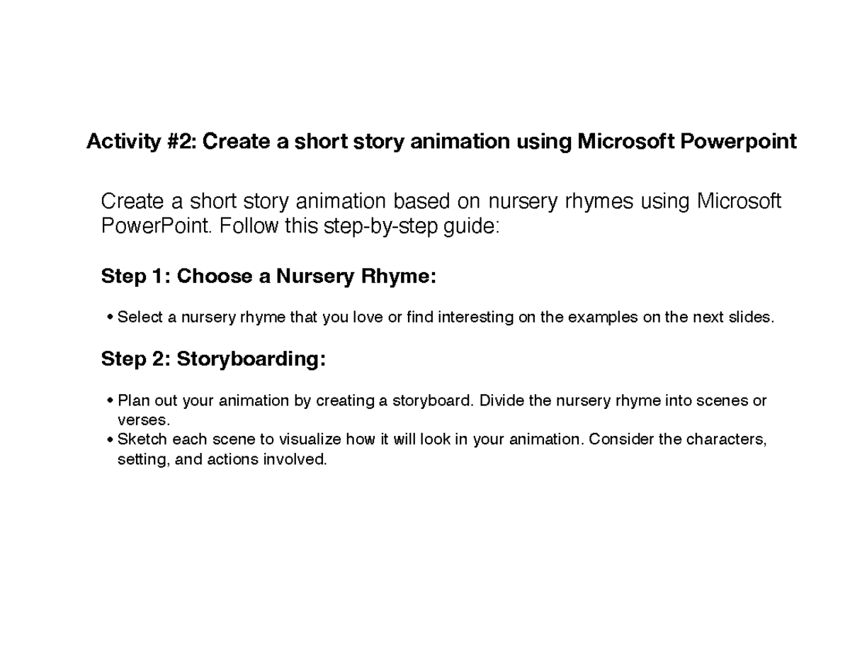 BIT102 PPT Activity 02 2 - Activity #2: Create a short story animation ...