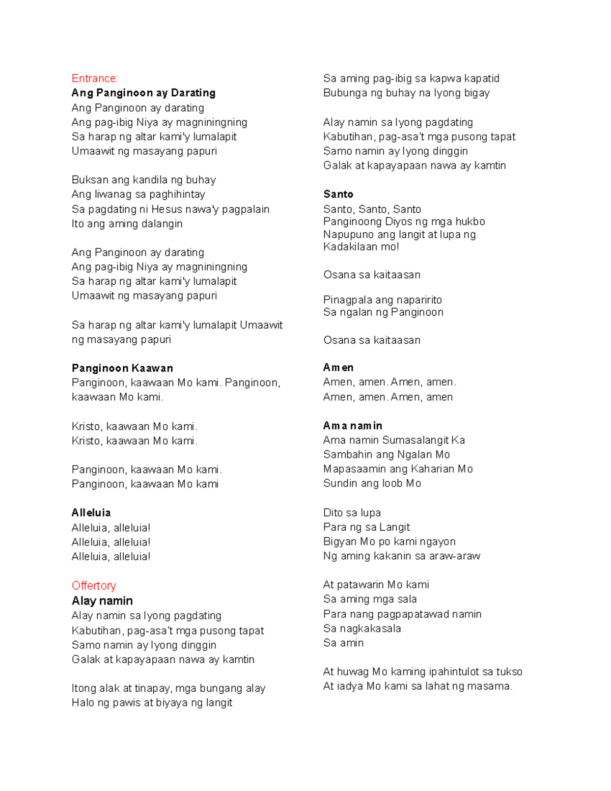 Advent song - efewfewfew - Entrance: Ang Panginoon ay Darating Ang ...