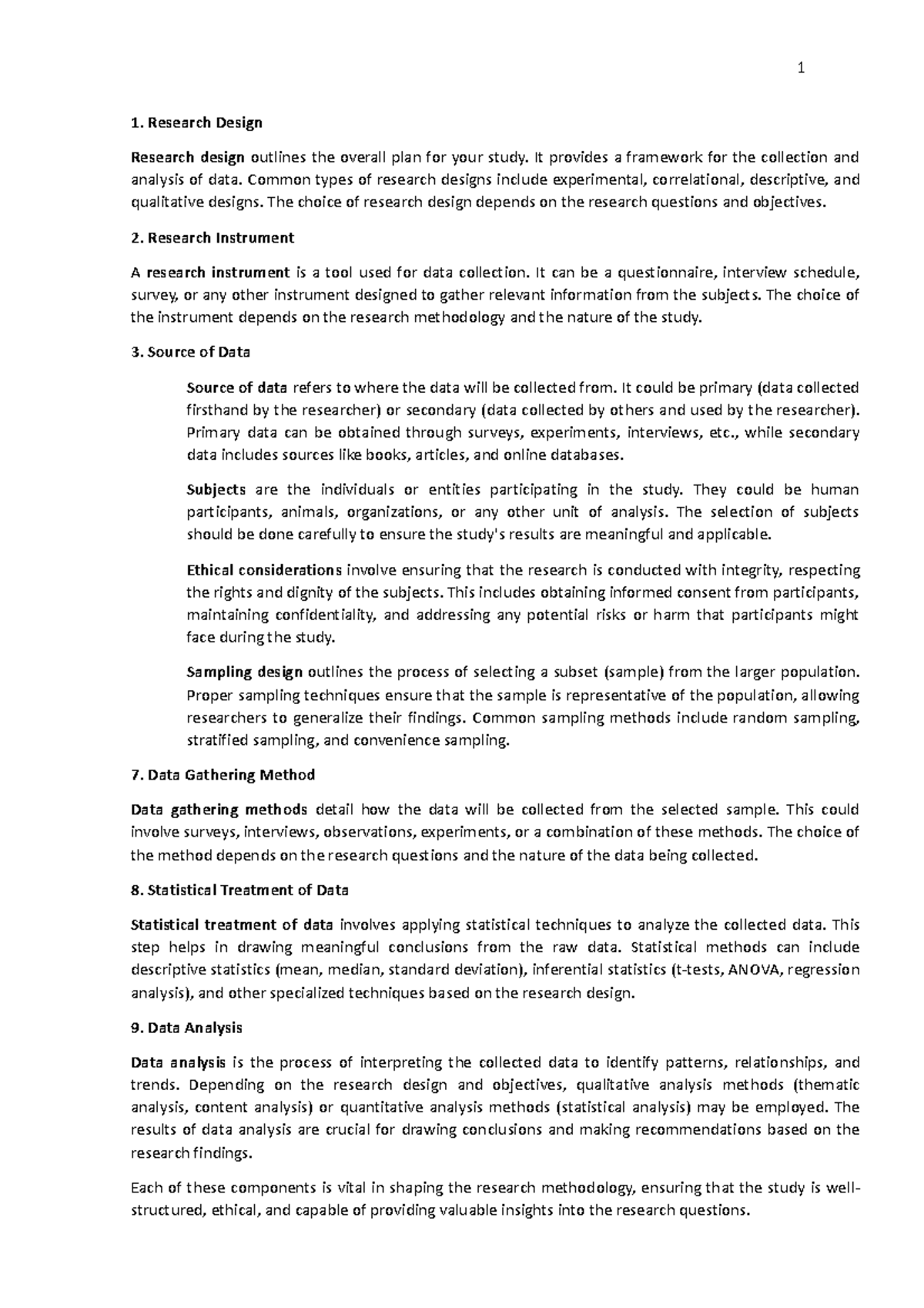 Methodology - 1 1. Research Design Research design outlines the overall ...