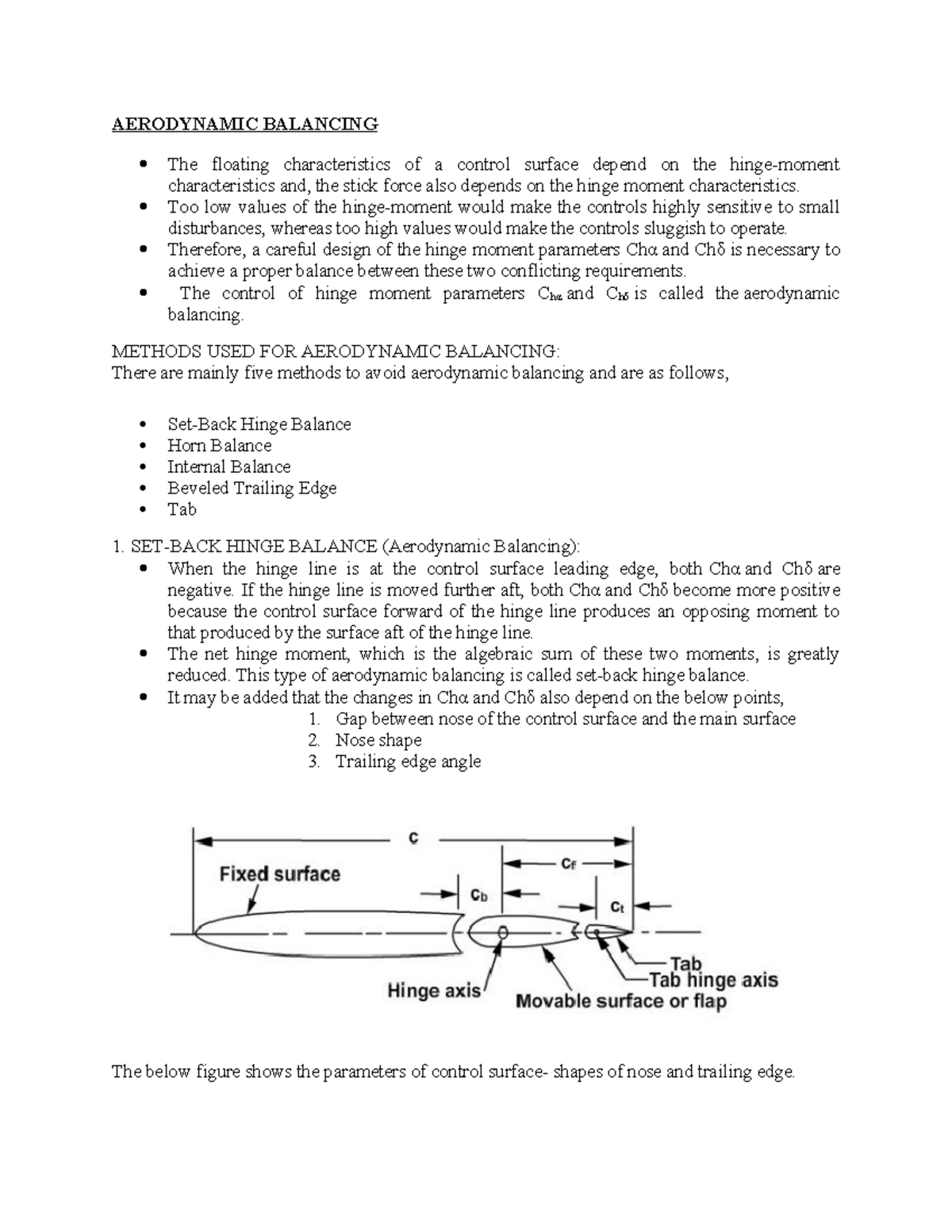 UNIT III-FD - AE3691 FLIGHT DYNAMIC UNIT 3 - AERODYNAMIC BALANCING The ...