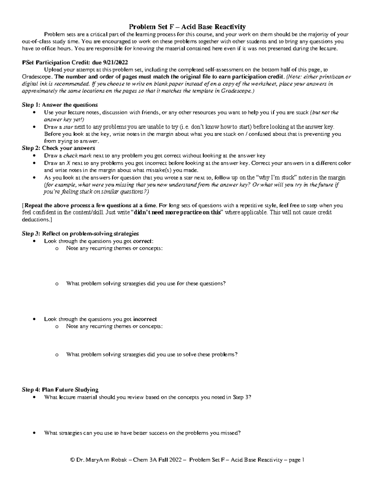 Fa22 3A PSet F Key - 2022 - Problem Set F – Acid Base Reactivity ...
