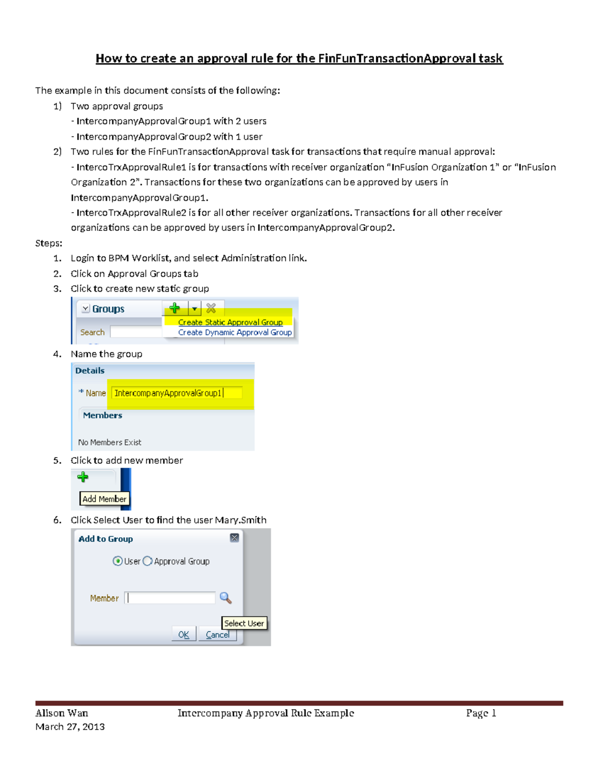 Intercompany Approval Rule Example - How to create an approval rule for the - Studocu