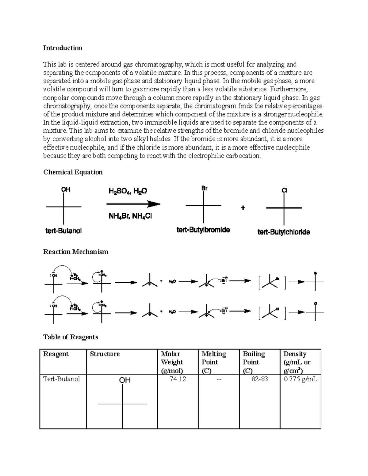 Gas Chromatagrophy - Pre Lab - Introduction This lab is centered around ...