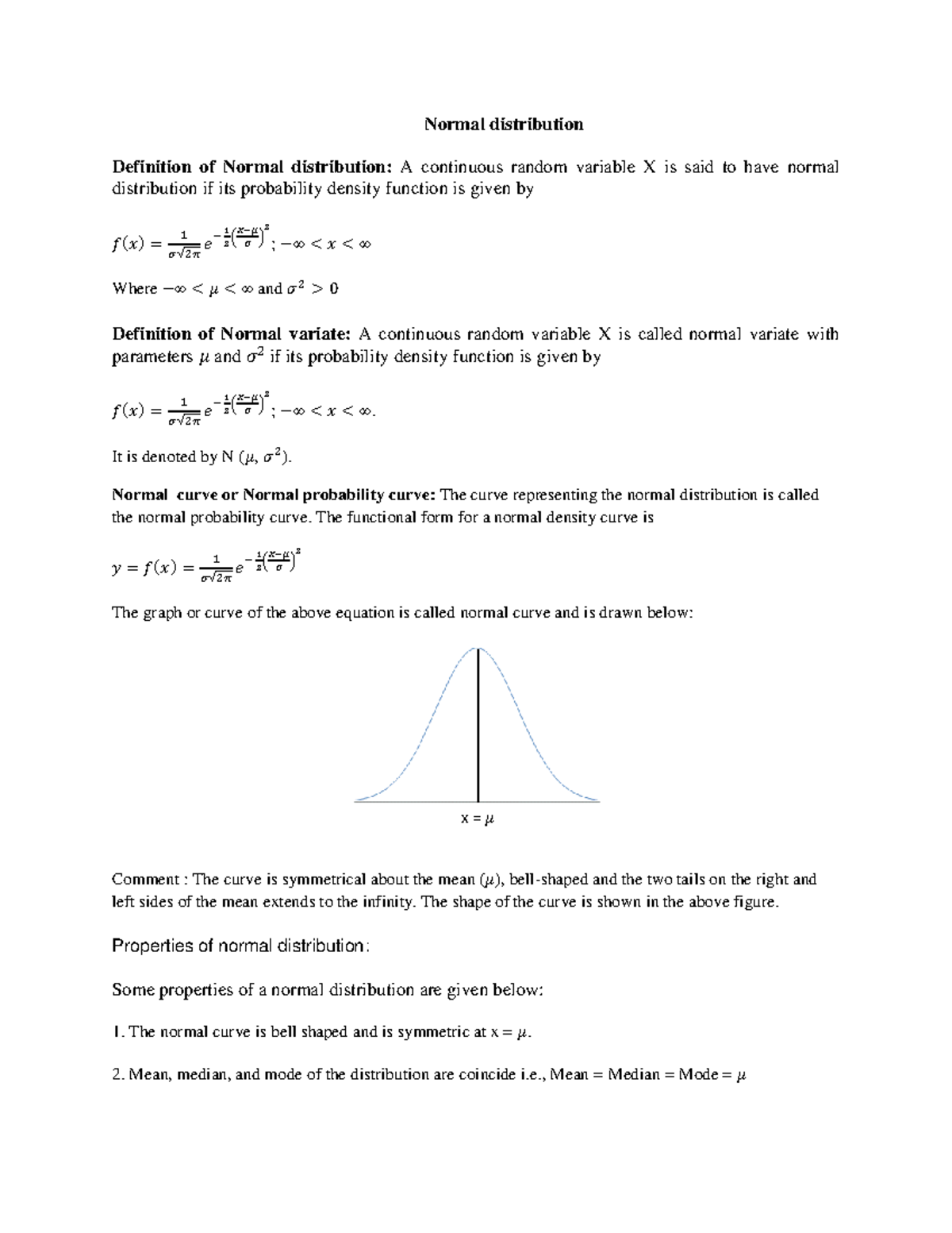Normal dist - Bla bla bla - x = Ā Normal distribution Definition of ...