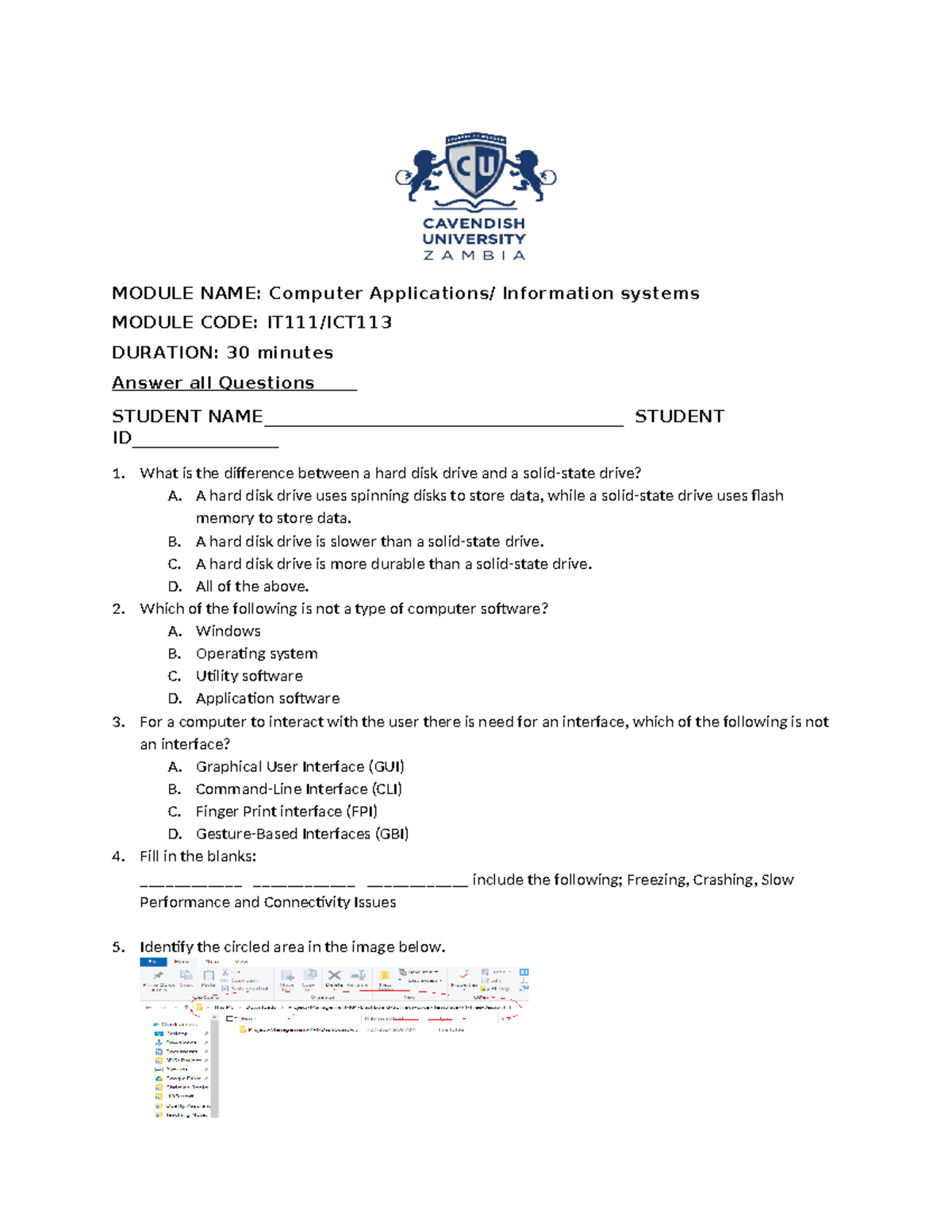 IT Computer application - MODULE NAME: Computer Applications/ Information systems MODULE CODE ...