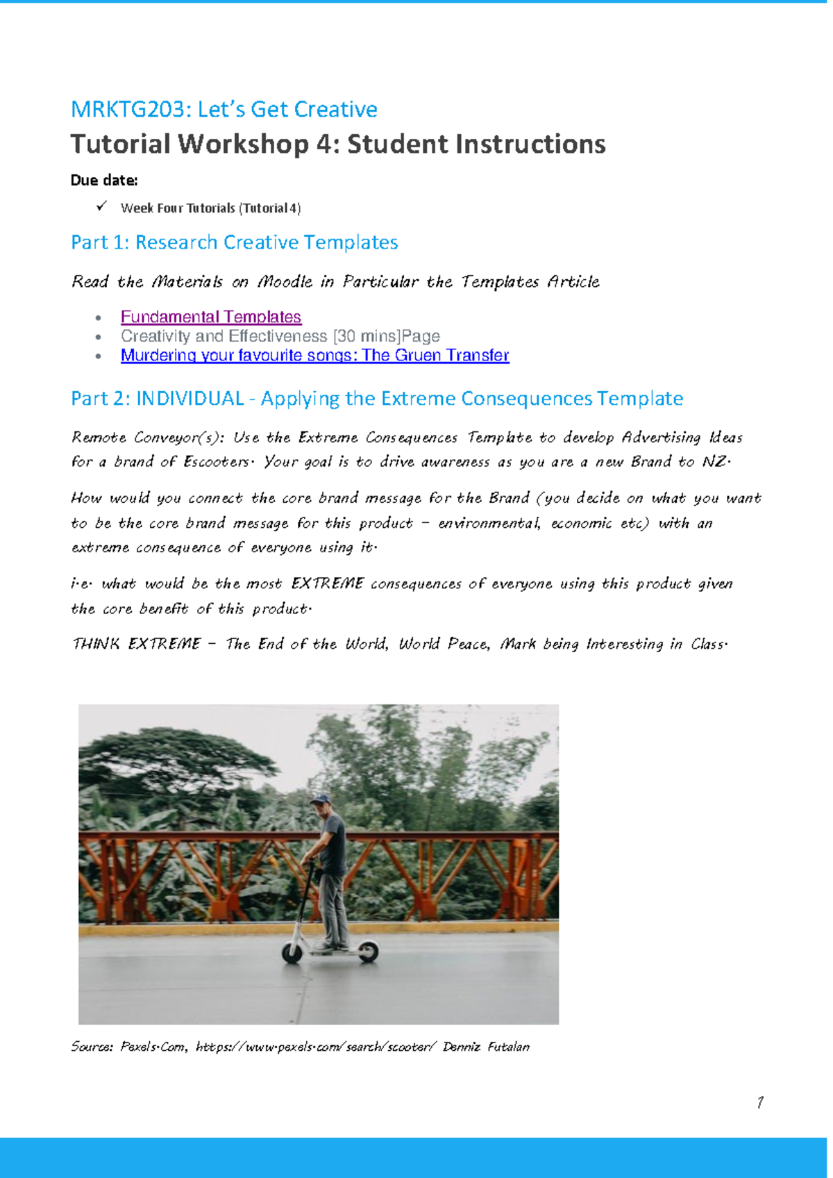 Tutorial Worksheet 4 Creativity - MRKTG203: Let’s Get Creative Tutorial ...
