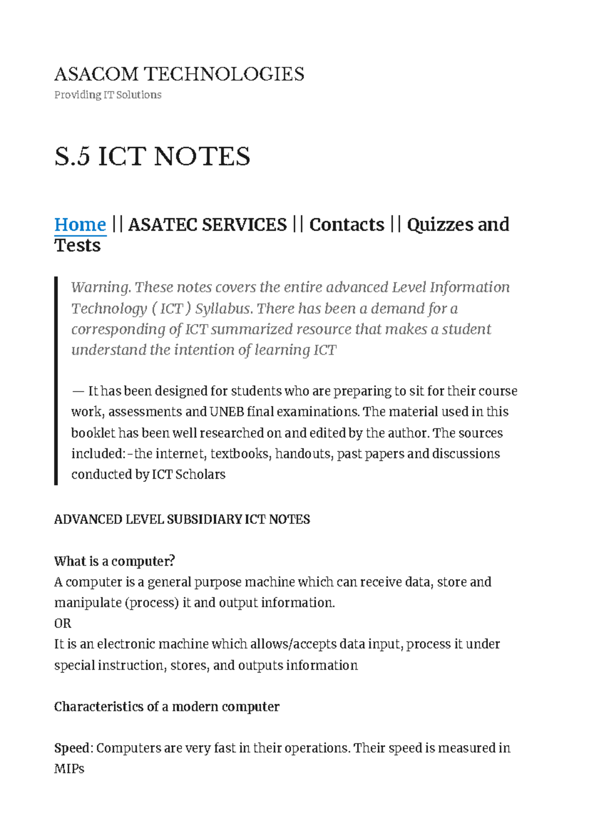 S.5 ICT Notes – Asacom Technologies - ASACOM TECHNOLOGIES Providing IT ...
