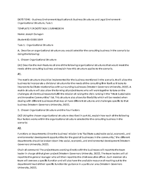 D081-QBM2-Task 1 Template - Task 1 Template Course/Assessment Code ...