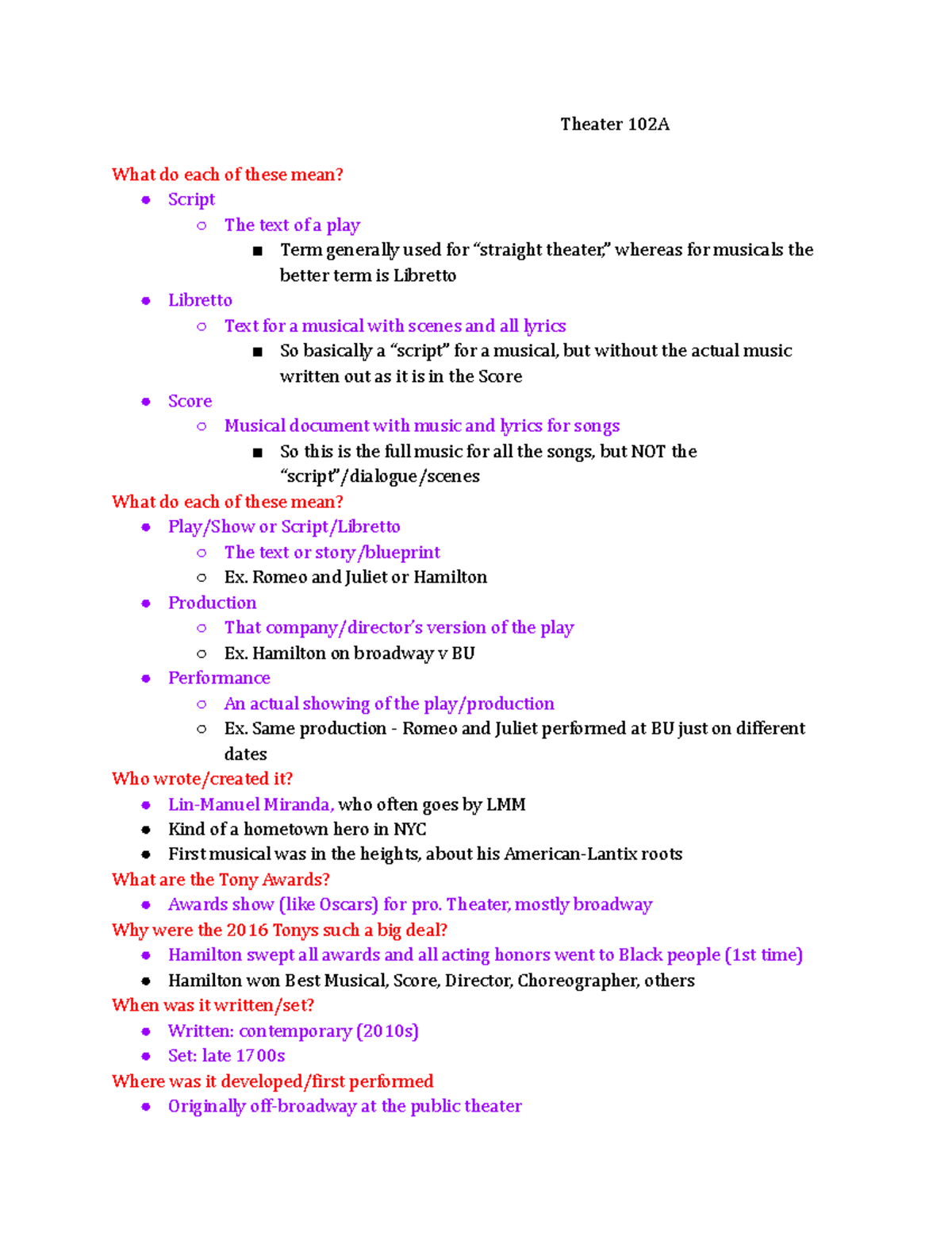 Thea 102 - Hamilton and Liveness Current Events - Theater 102A What do ...