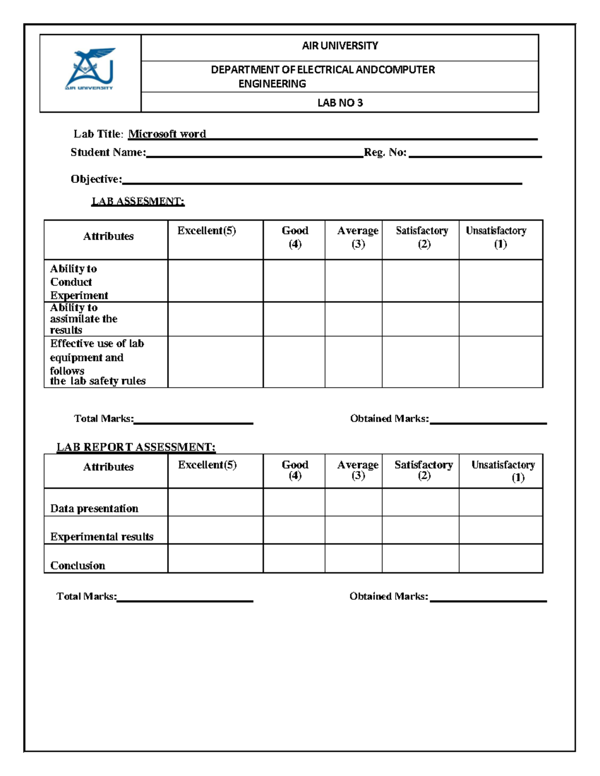 Lab 03 - lab report copy paste - AIR UNIVERSITY DEPARTMENT OF ... Lab 03 - lab report copy paste - AIR UNIVERSITY DEPARTMENT OF ...