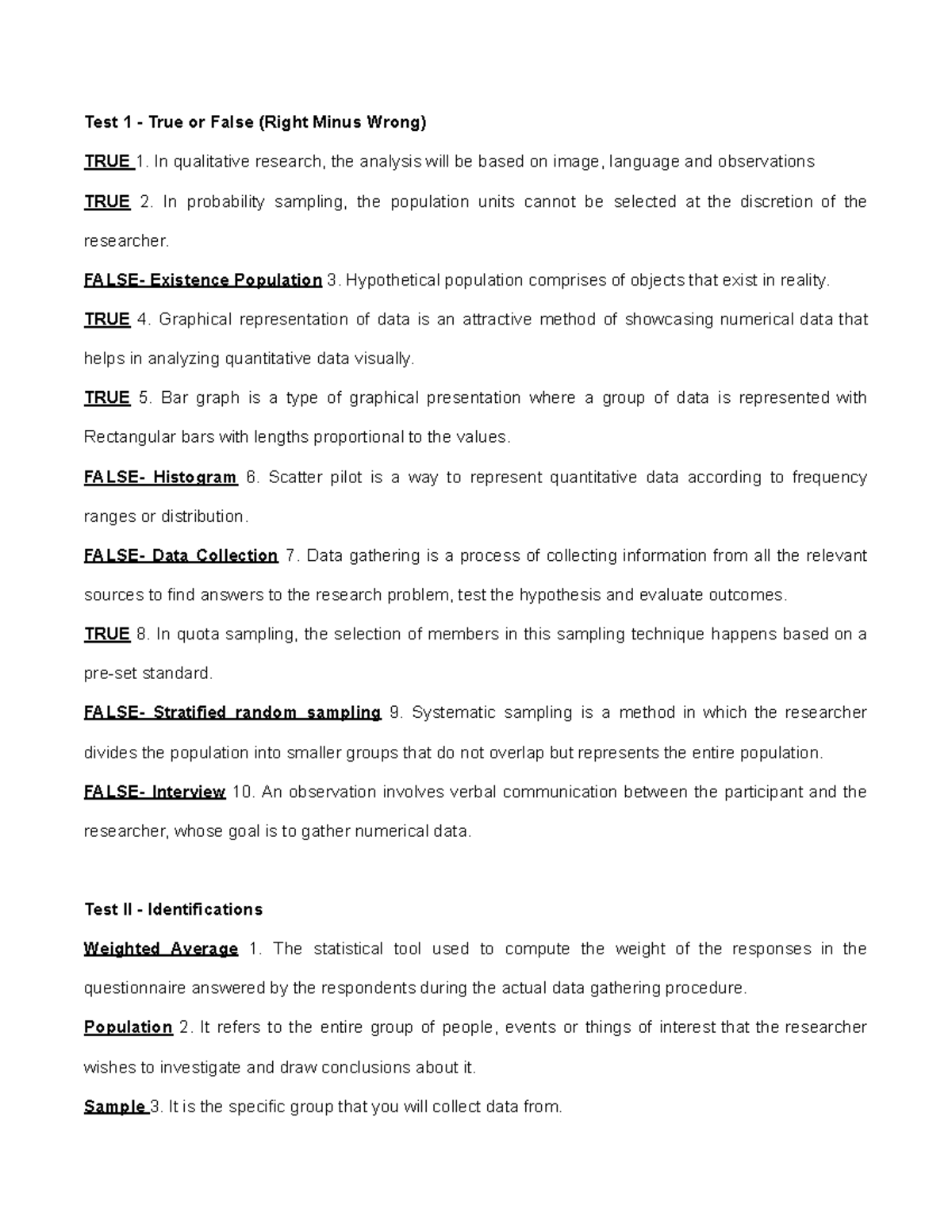 Accntg Research Methods Answers - Test 1 - True or False (Right Minus ...