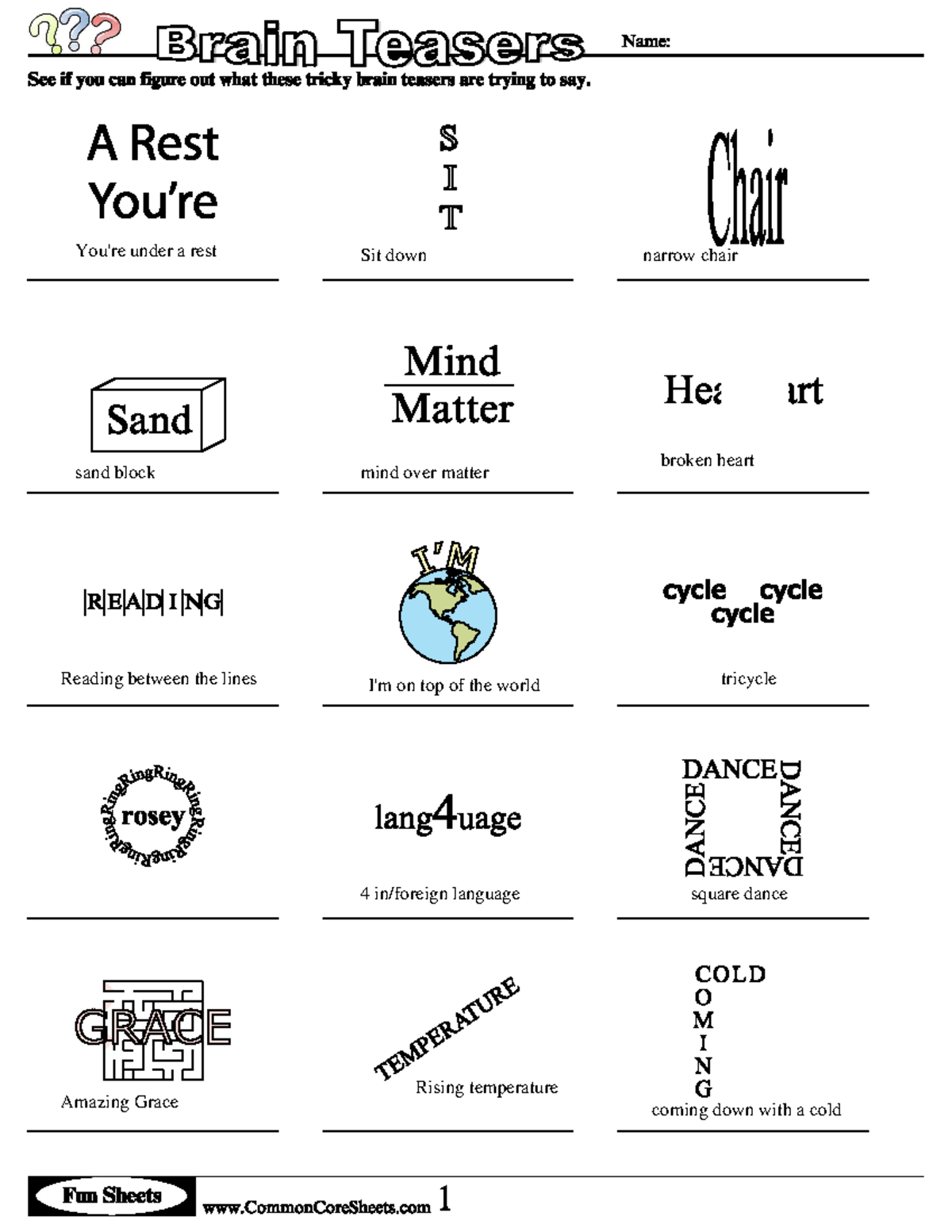 Brain Plexers - icebreaker - Sit down narrow chair sand block mind over ...