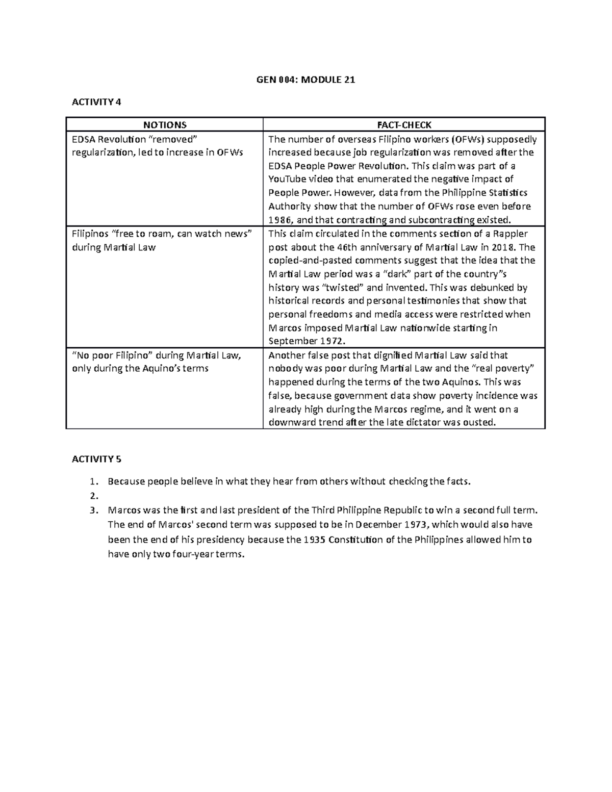 GEN 004 - Module 21 - GEN 004: MODULE 21 ACTIVITY 4 NOTIONS FACT-CHECK ...