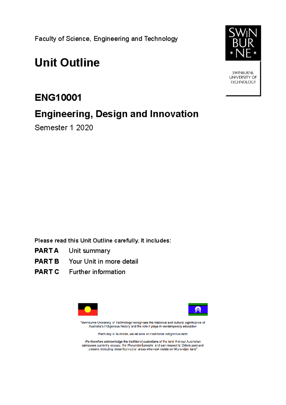 Unit Outline 2020 Sem 1 Final Version - Faculty of Science, Engineering ...