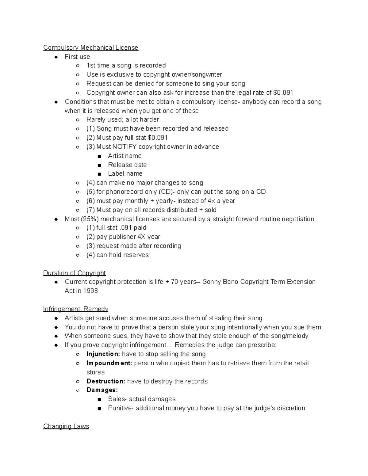 Day 3 Notes - Compulsory Mechanical License First use 1st time a song ...