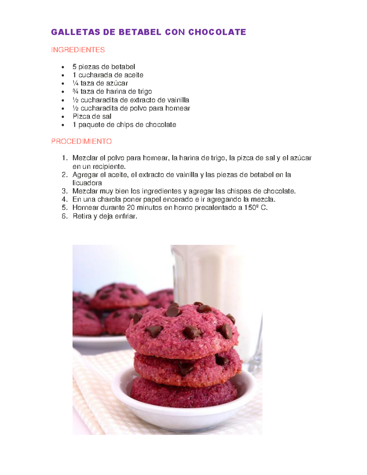 Galletas DE Betabel CON Chocolate - GALLETAS DE BETABEL CON CHOCOLATE ...