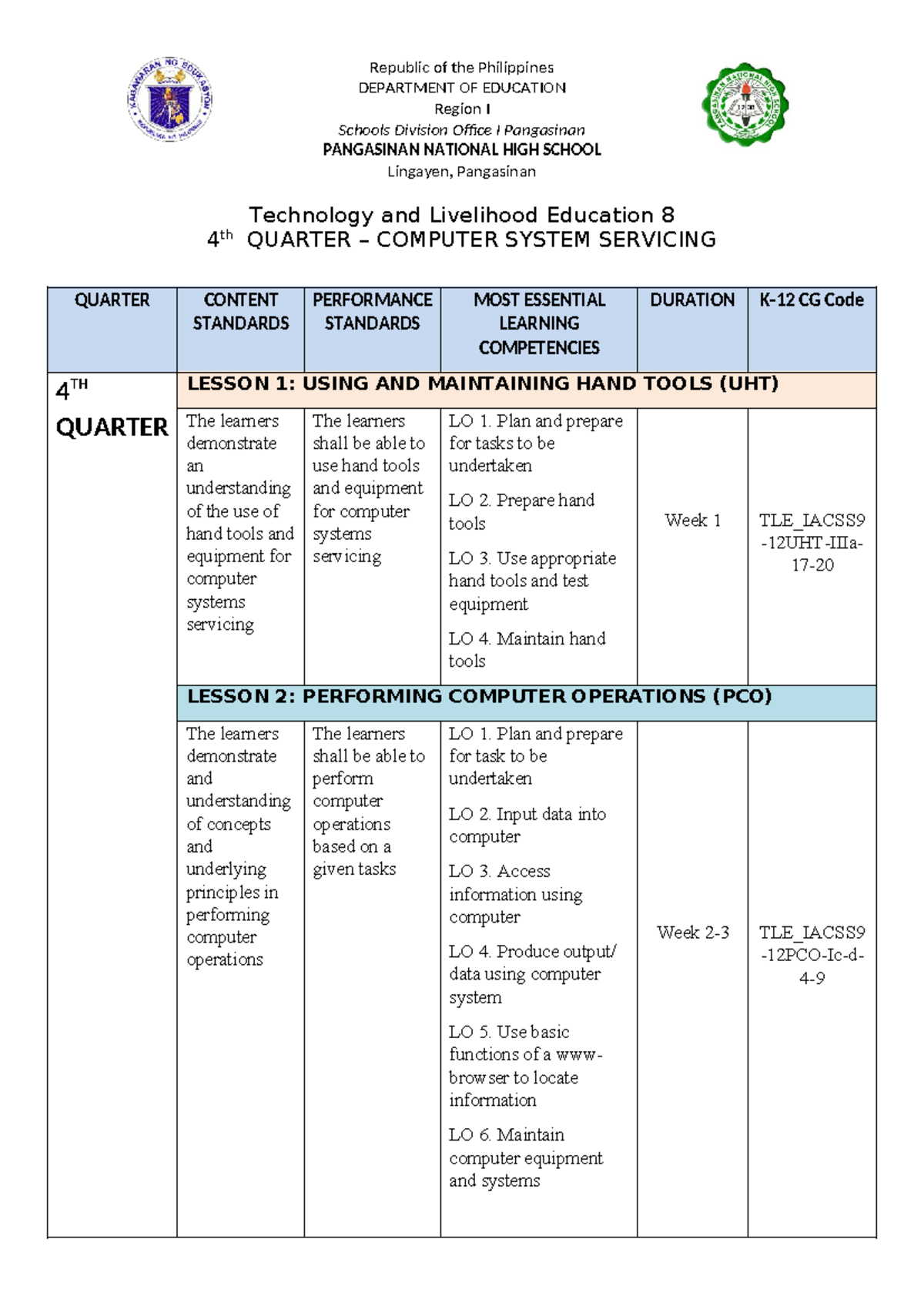 Melcs-ICT-8 - melcs - Republic of the Philippines DEPARTMENT OF ...