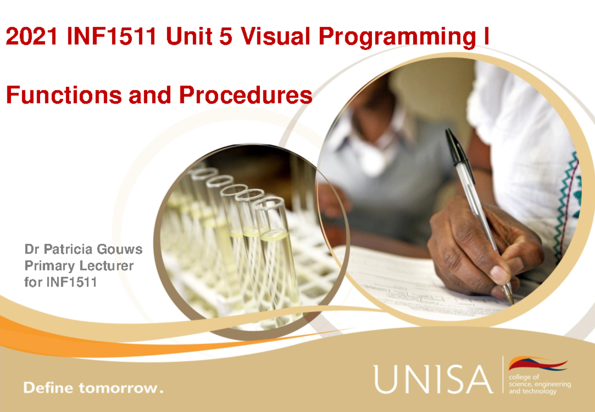 2021 Unit5 Functions and Procedures - 2021 INF1511 Unit 5 Visual ...