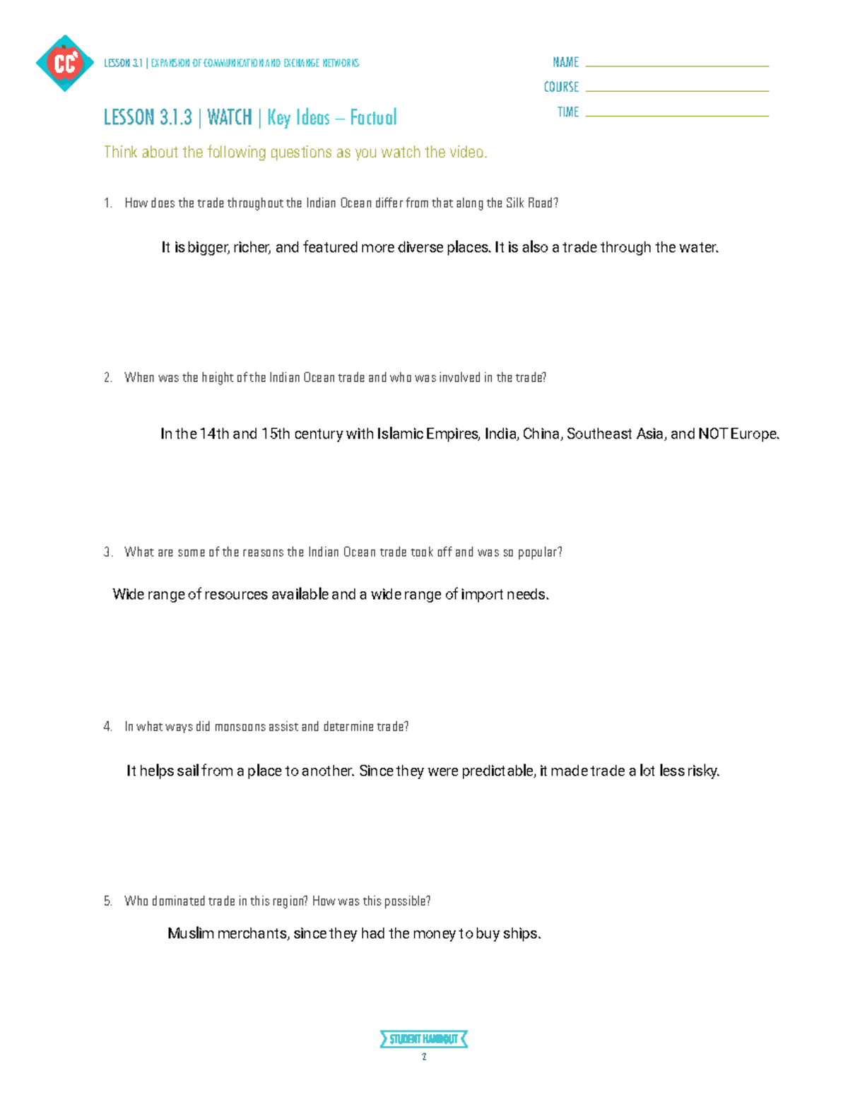 Kami Export - Benjamin Yung - Indian Ocean Trade Routes CC Q's - LESSON ...