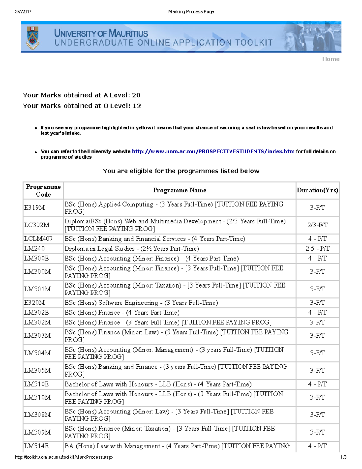 Marking Process Page - 3/7/2017 Marking Process Page toolkit.uom.ac ...