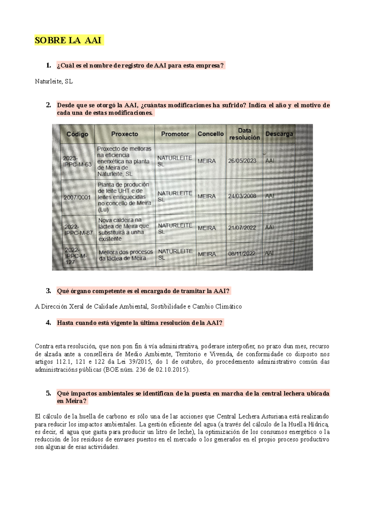 Tarea Investigación Calidad Carmen L. PDF - SOBRE LA AAI 1. ¿Cuál es el nombre de registro de ...