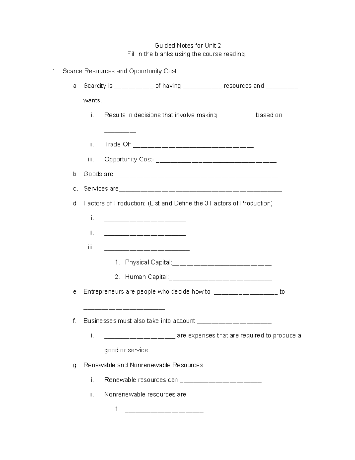 Guided Notes for you - Guided Notes for Unit 2 Fill in the blanks using ...