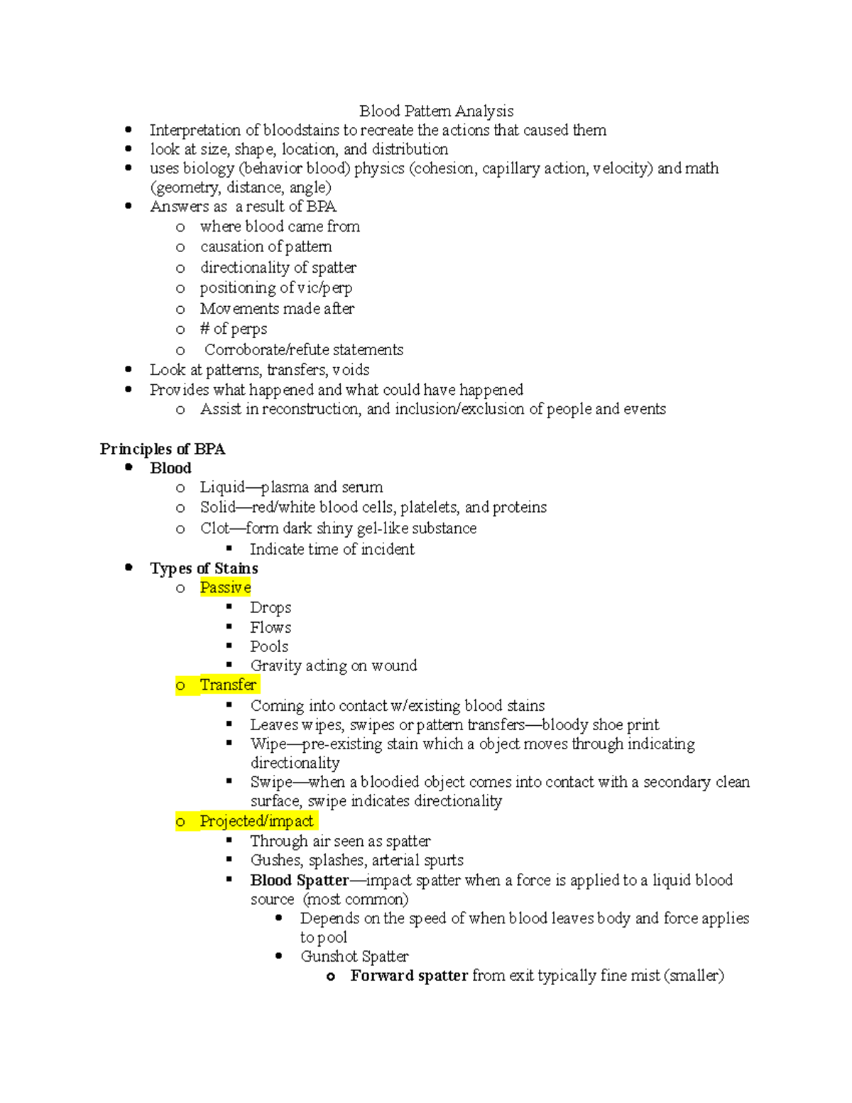Blood Pattern Anlaysis - Blood Pattern Analysis Interpretation of ...