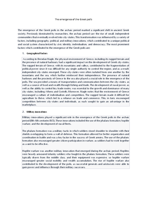 Greek polis new - fghdf - The emergence of the Greek polis The ...