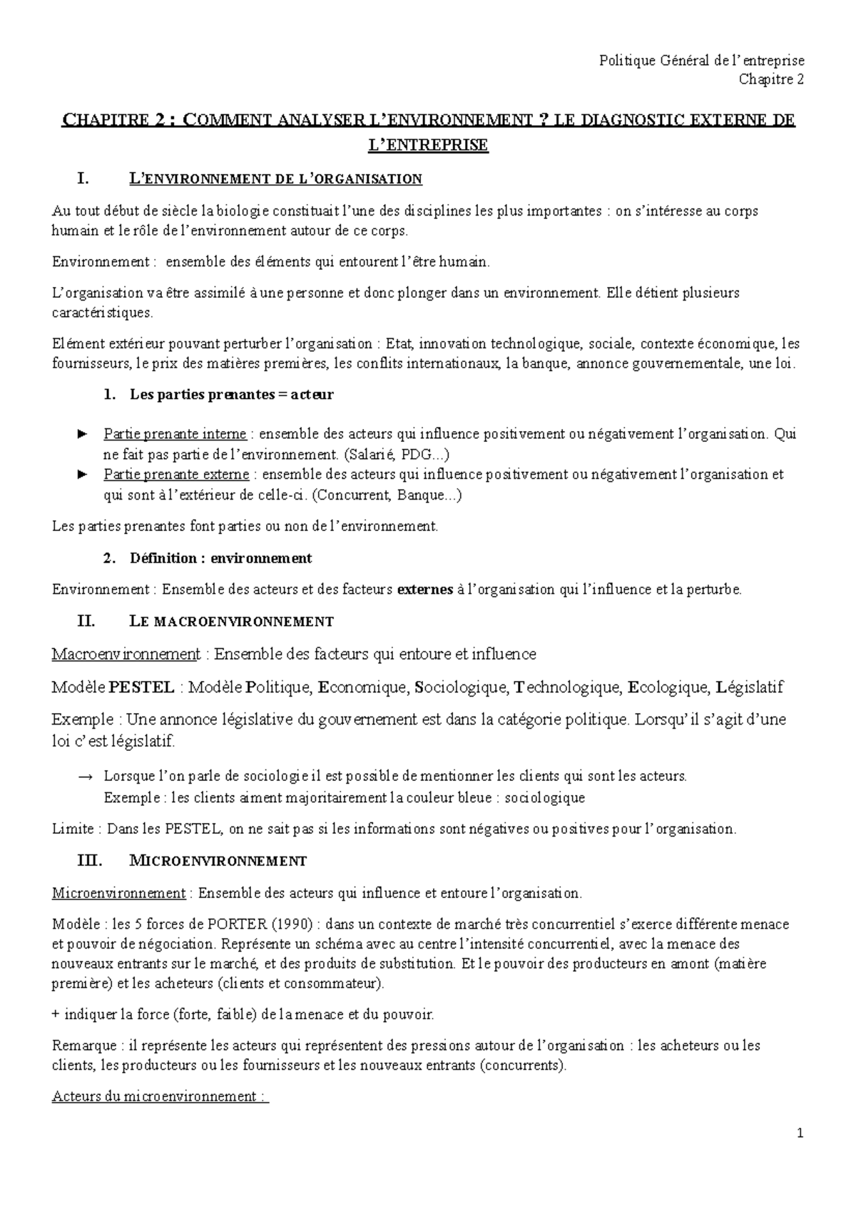 Chapitre 2 - L1 S2 - Politique Général de l’entreprise Chapitre 2 CHAPITRE 2 : COMMENT ANALYSER ...