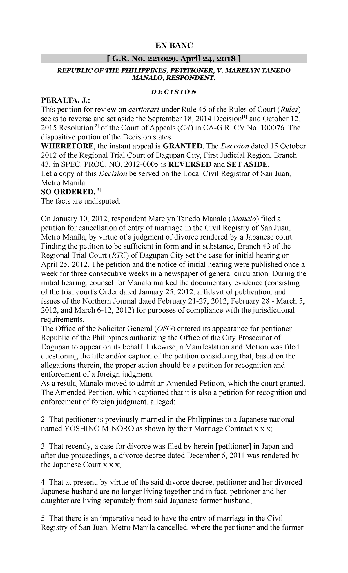 SCRA- Manalo - LAW - EN BANC [ G. No. 221029. April 24, 2018 ] REPUBLIC ...