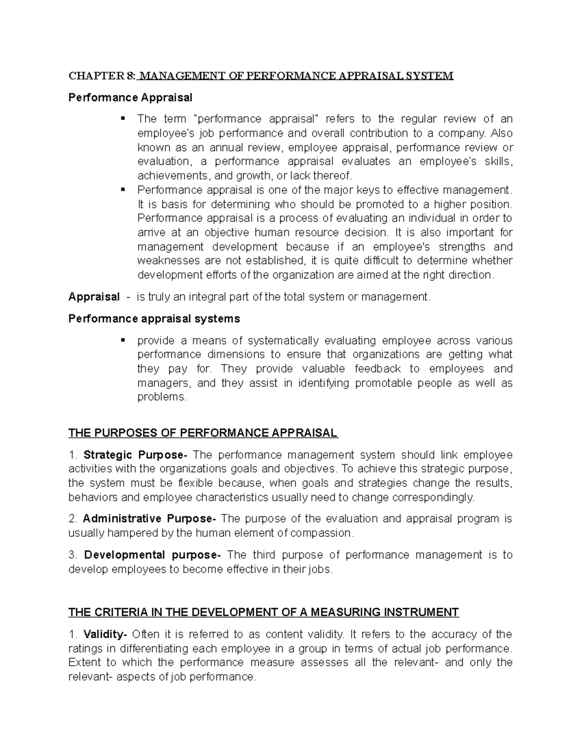 Chapter 8 Management OF Performance Appraisal System HRM Report ...