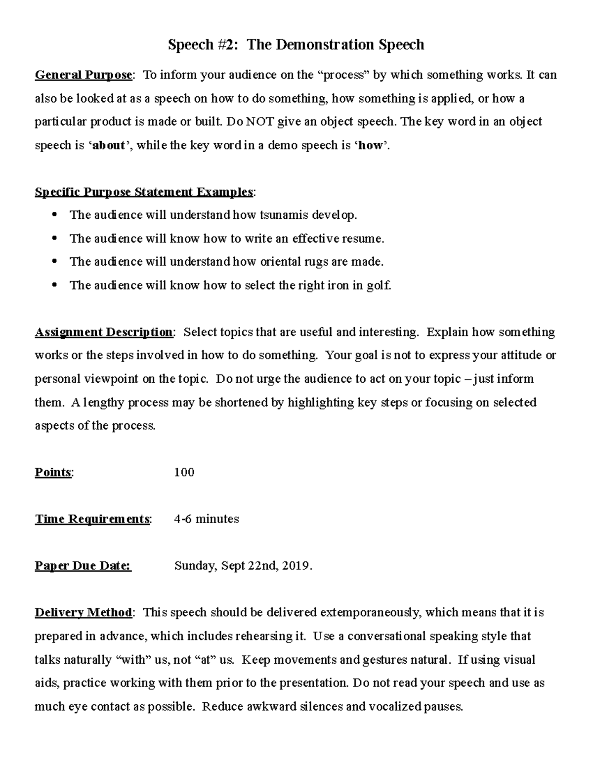 2 Demo Speech Guidelines 2019-2020 - Speech #2: The Demonstration ...