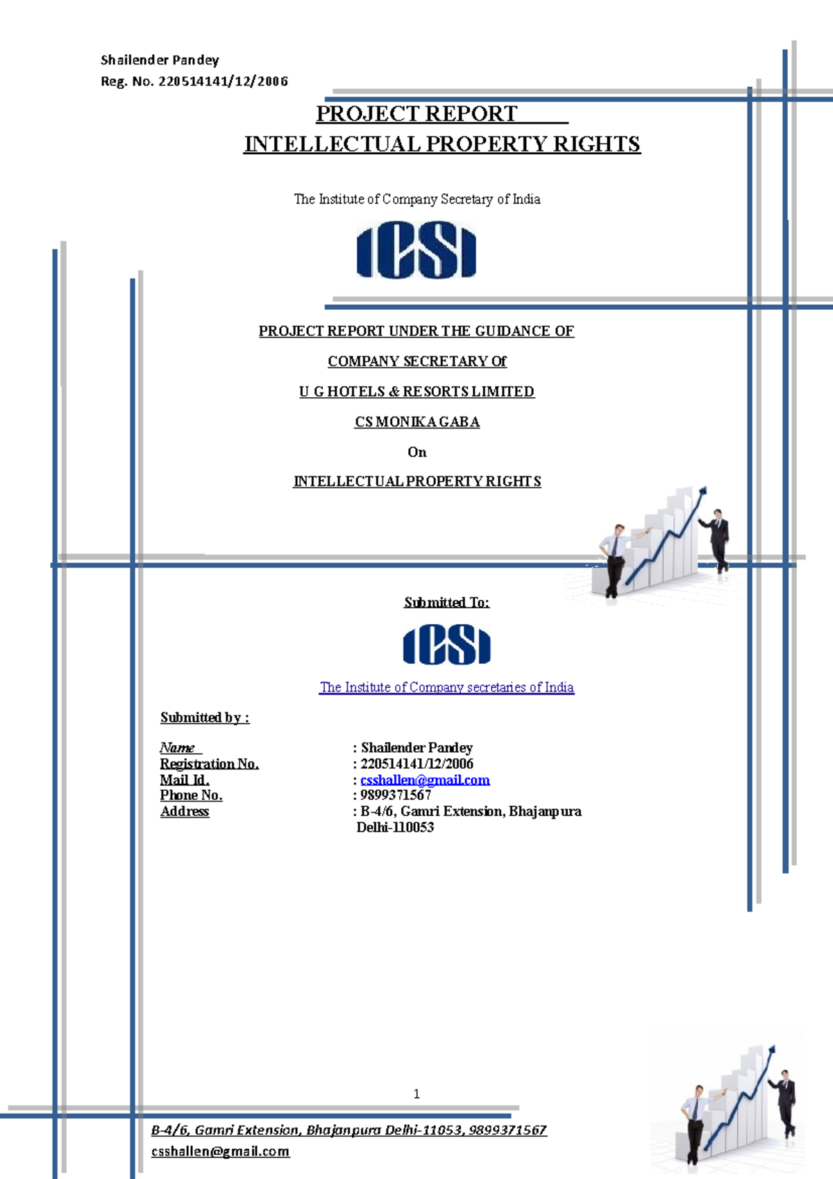 Intellectual Property Rights - Reg. No. 220514141/12/ PROJECT REPORT ...