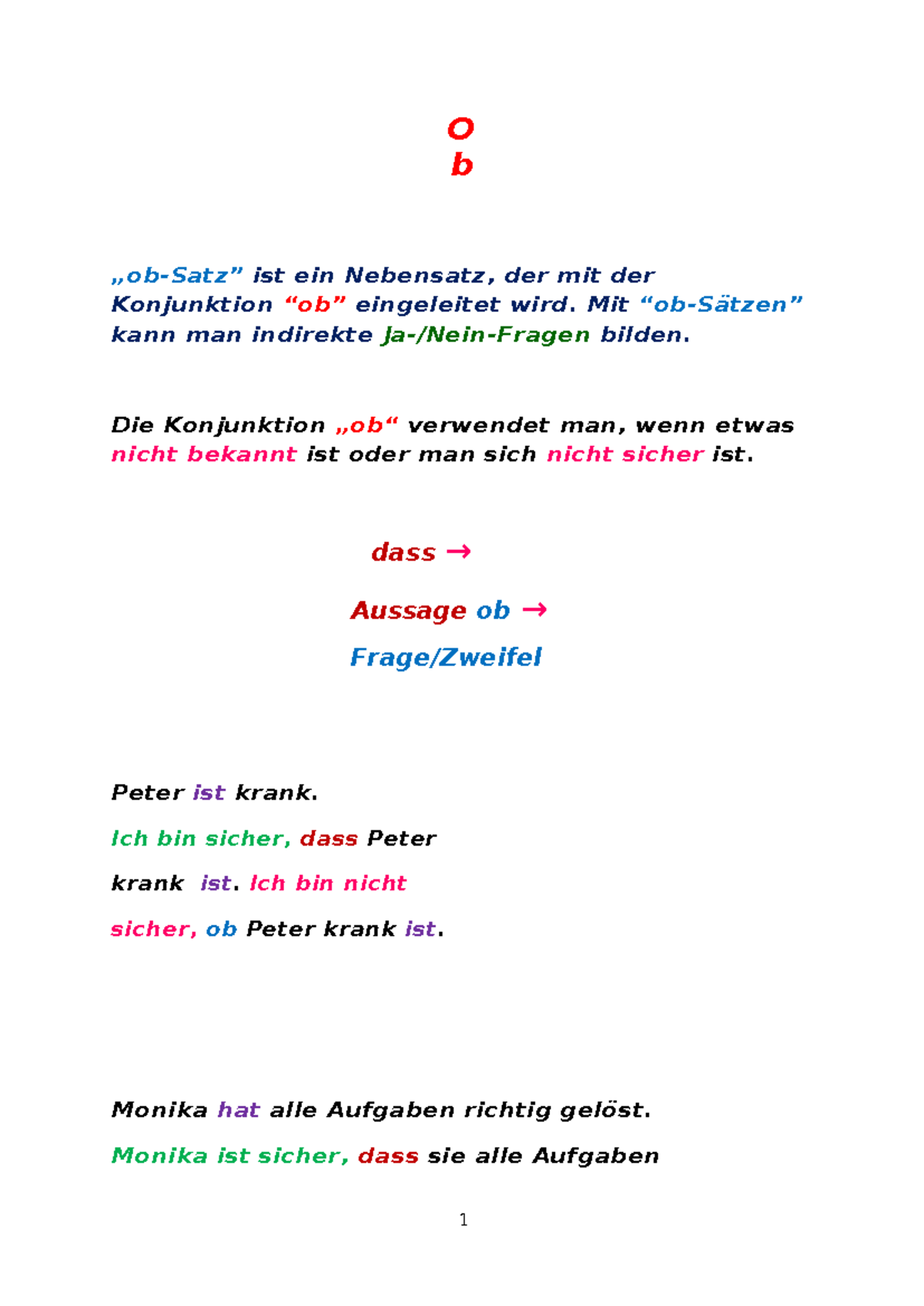 Acro Brw Ex Ob ADW ADWuok U - O b „ob-Satz” ist ein Nebensatz, der mit ...