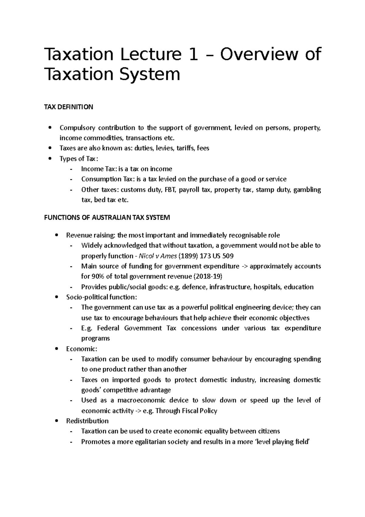 Taxation Lecture 1 – Overview of Taxation System - Taxes are also known ...