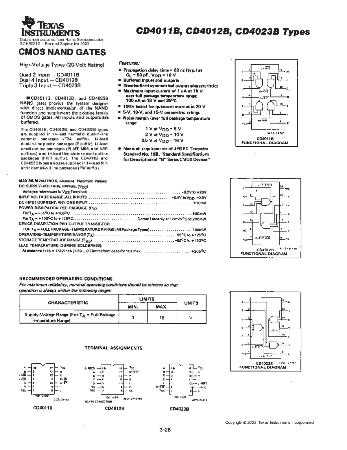 Portas NAND CMOS - Data sheet acquired from Harris Semiconductor ...