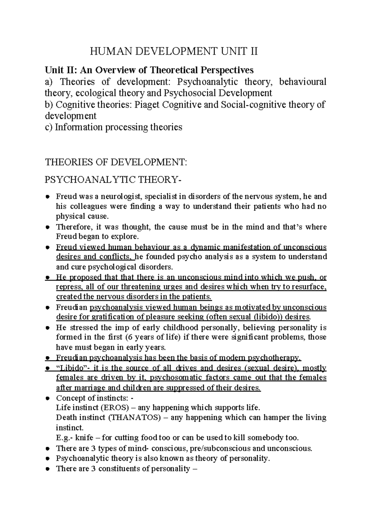 HD UNIT II - running notes to study for revision - HUMAN DEVELOPMENT ...