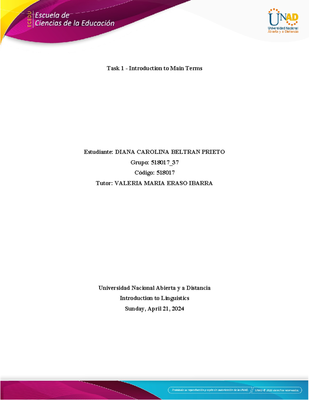 Task 1 - Introduction to Main Terms Diana Carolina Beltran Prieto ...