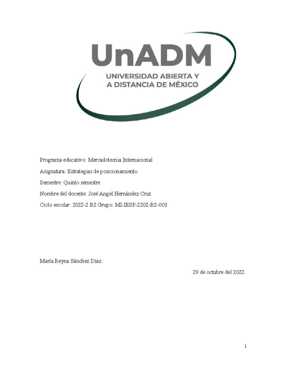 IESP U2 A2 MASD - Mercadotecnia internacional - Programa educativo: Mercadotecnia Internacional ...