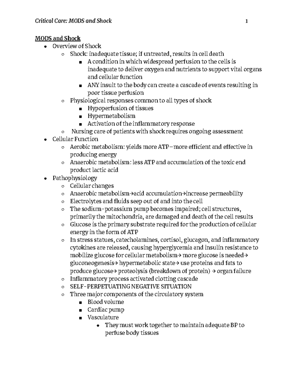 Multiple Organ Dysfunction Syndrome & Shocks - MODS and Shock Overview ...