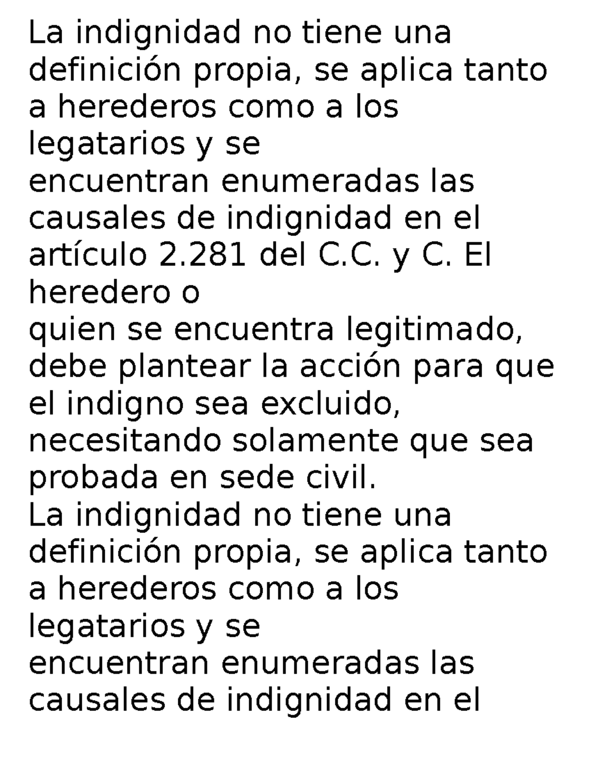 Foro obligatorio 1 - La indignidad no tiene una definición propia, se ...