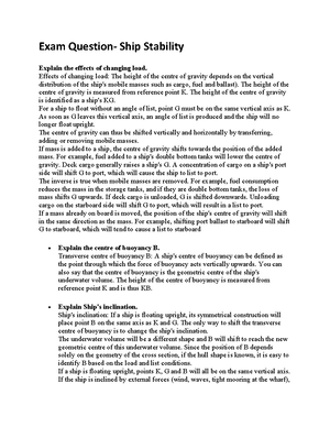 Ship Hydrodynamics question set 1 - Ship Stability question set 1 ...
