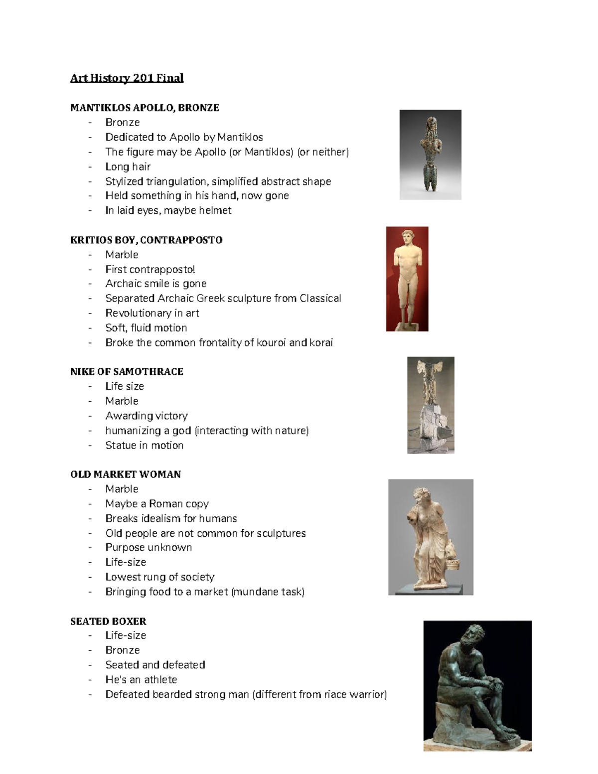 ARHI 201 Final Notes - Art History 201 Final MANTIKLOS APOLLO, BRONZE ...