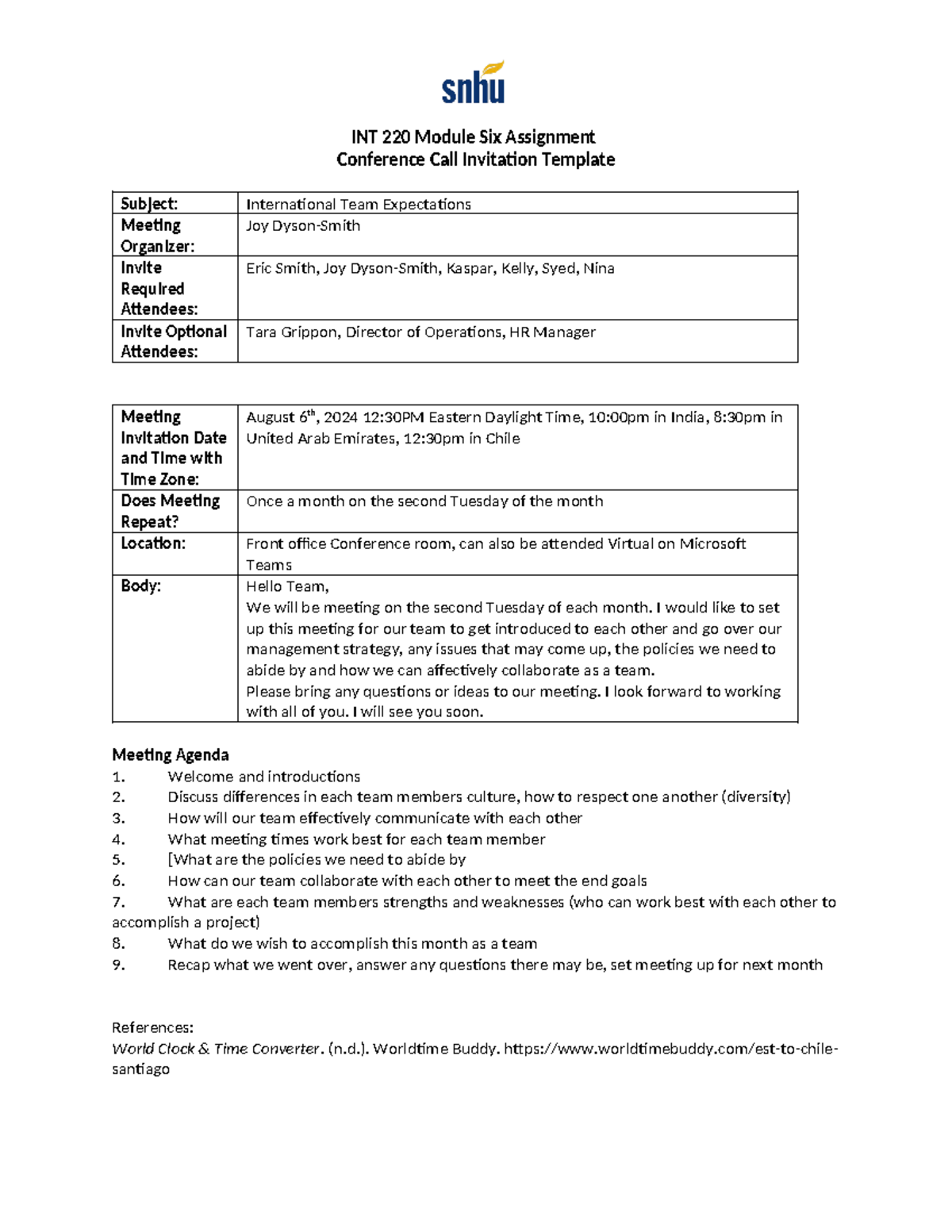 INT 220 Conference Call Invitation Mod 6 - INT 220 Module Six ...