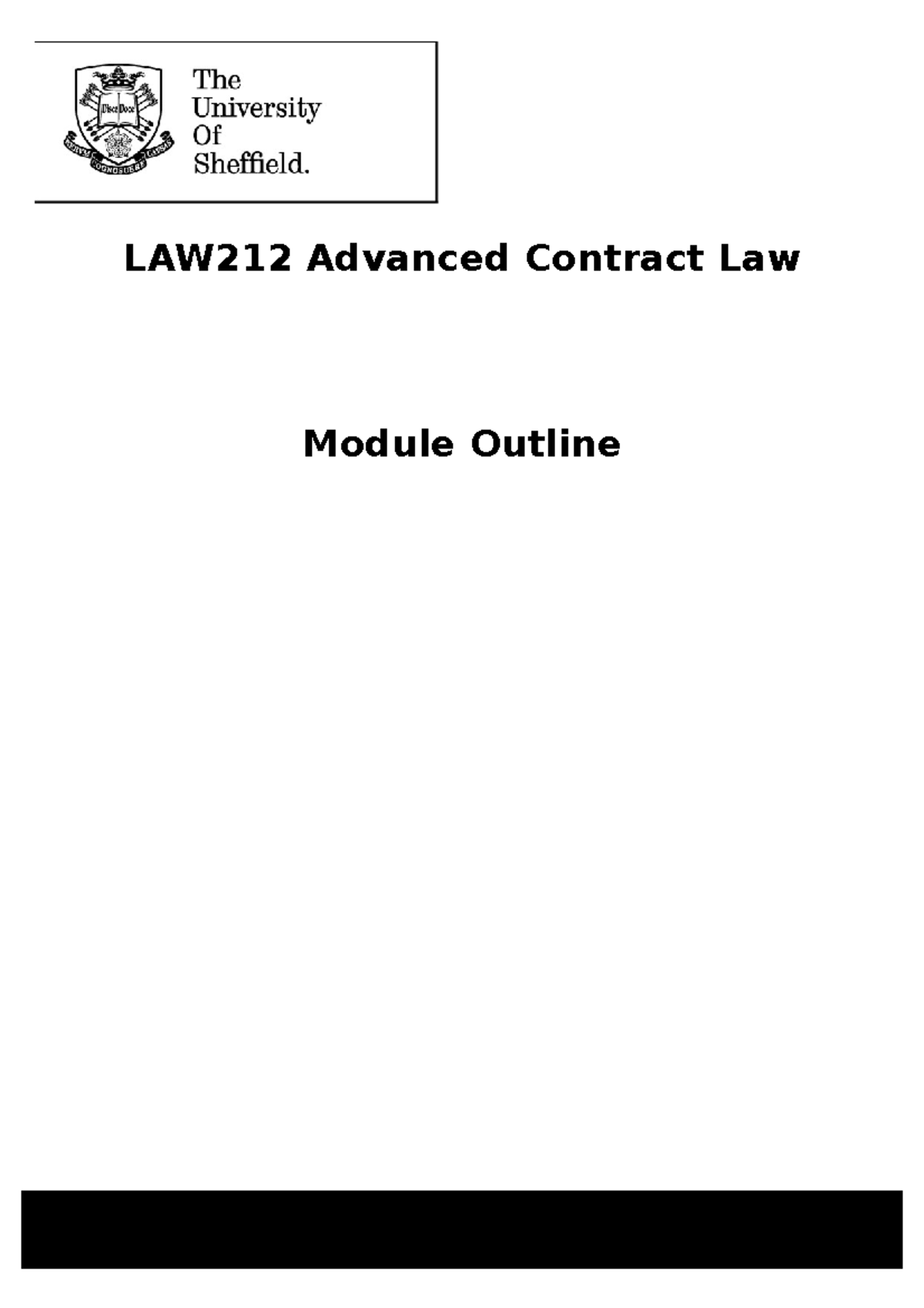 LAW212 - module outline 2019 - 20 - School of Law LAW212 Advanced ...